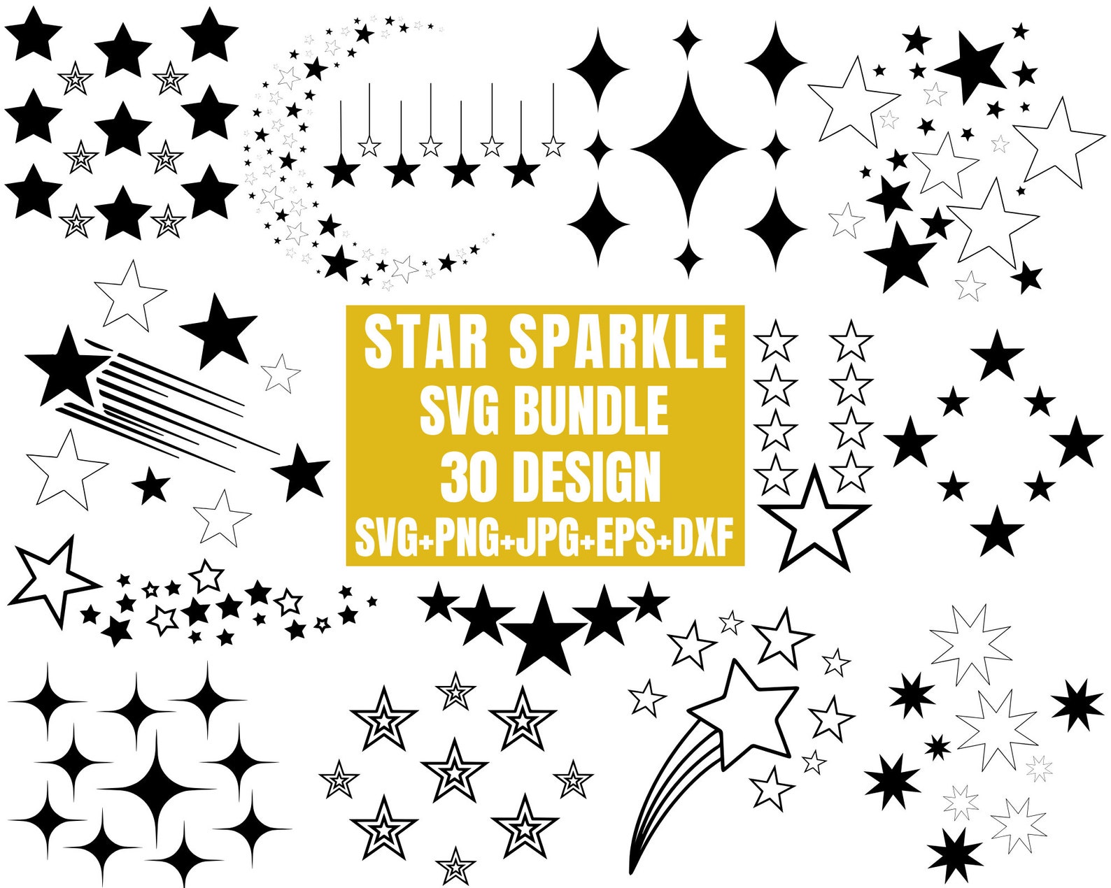 Star Sparkle Svg Bundle, Shinning Star Svg, Star Svg, Star Moon Svg ...