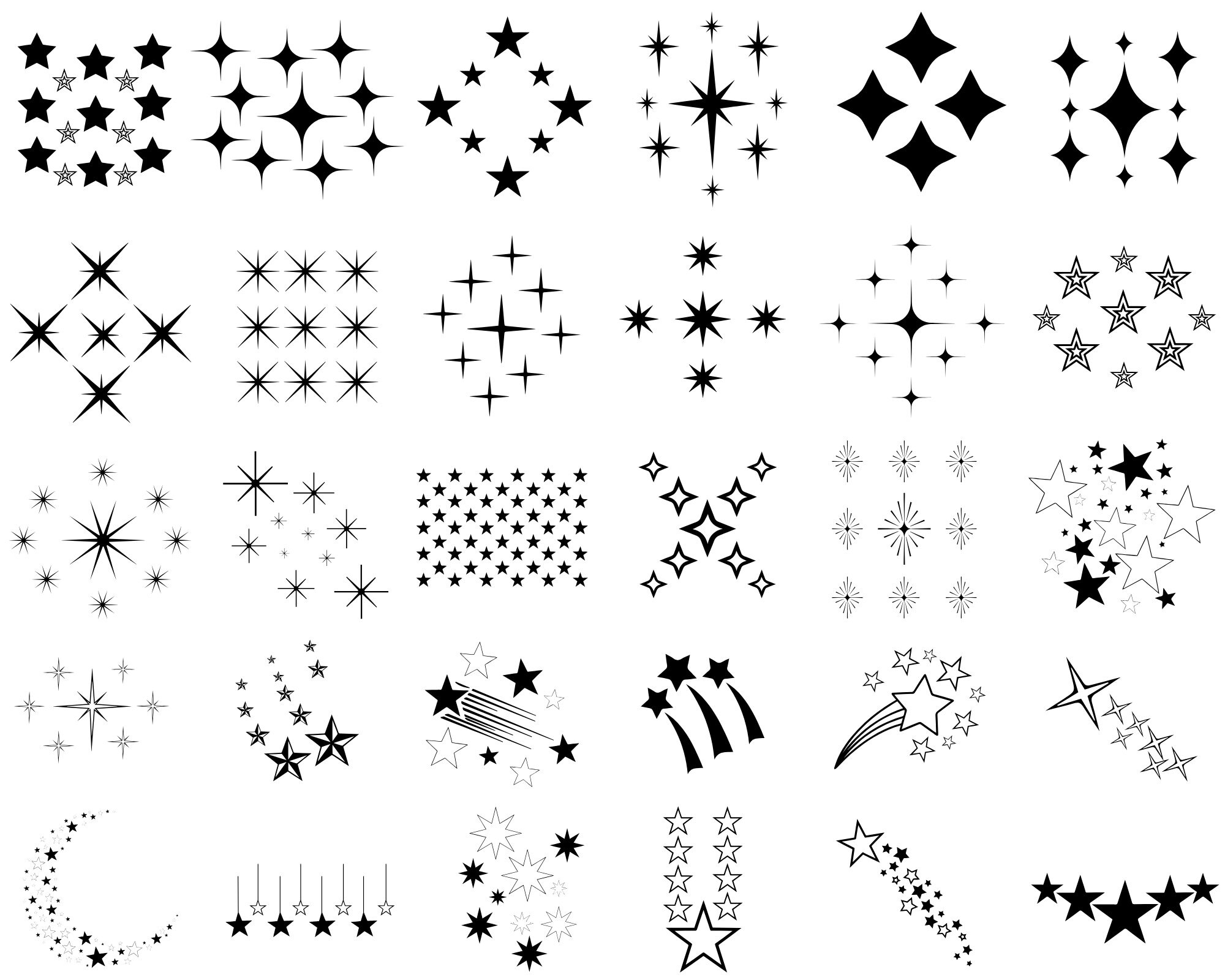 Star Sparkle Svg Bundle, Shinning Star Svg, Star Svg, Star Moon Svg ...