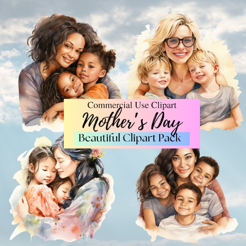 Watercolor Mother's Day Clipart for Mom Gift, Mother and Child Png ...