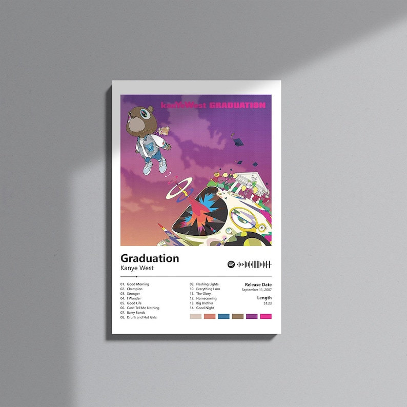 Graduation Album Poster, Kanye West Music Poster, Graduation Tracklist ...