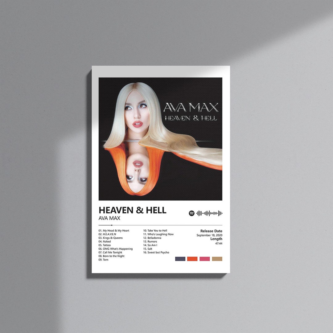 Heaven & Hell Album Poster, Ava Max Music Poster, Heaven Hell Tracklist ...