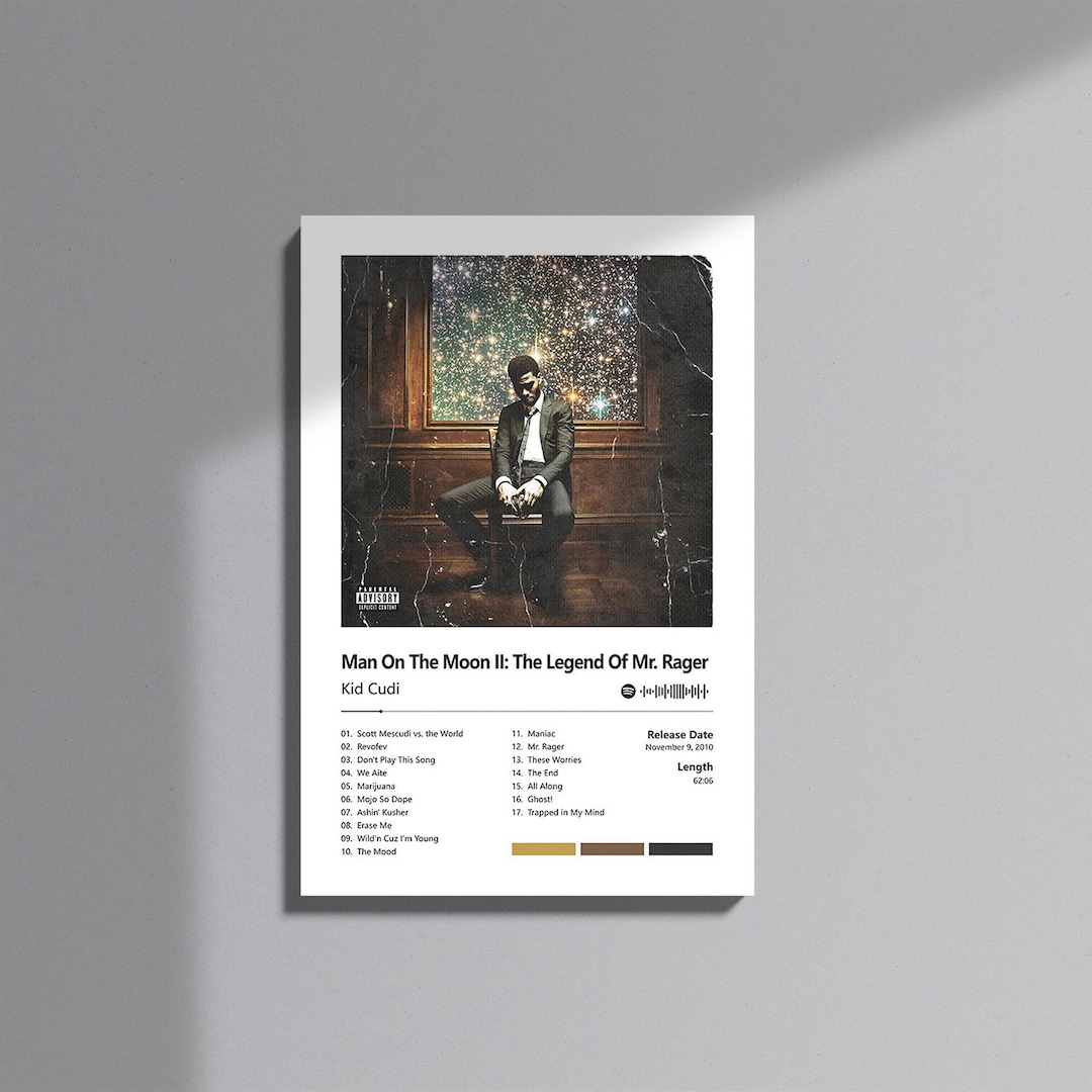 Man on the Moon II: the Legend of Mr. Rager Album Poster, Kid Cudi ...