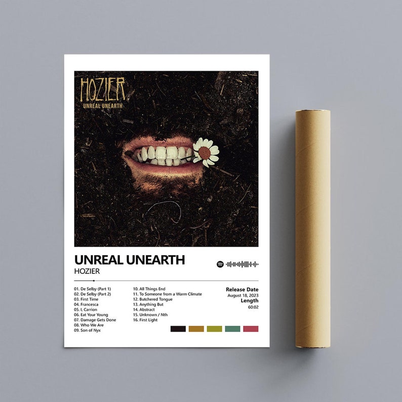 Unreal Unearth Album Poster, Hozier Music Poster, Unreal Unearth Tracklist Print, Minimalist ...