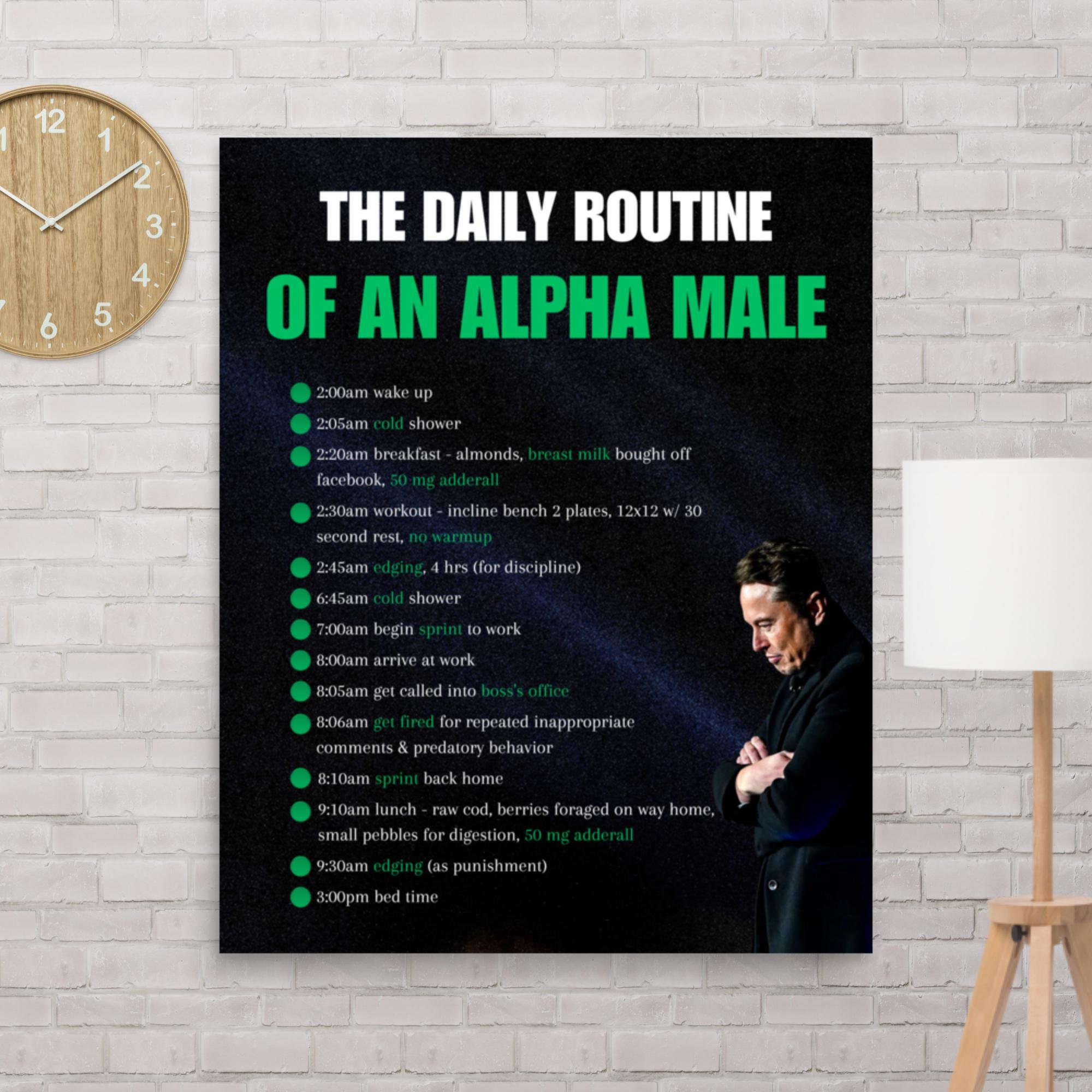 Alpha Male Poster, CEO Daily Routine Wall Art, Funny Sigma Print Design ...