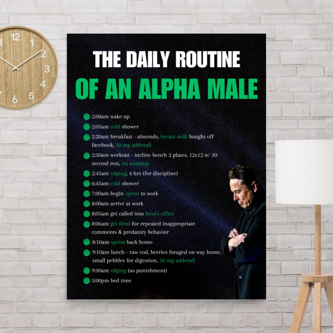 Alpha Male Poster, CEO Daily Routine Wall Art, Funny Sigma Print Design ...