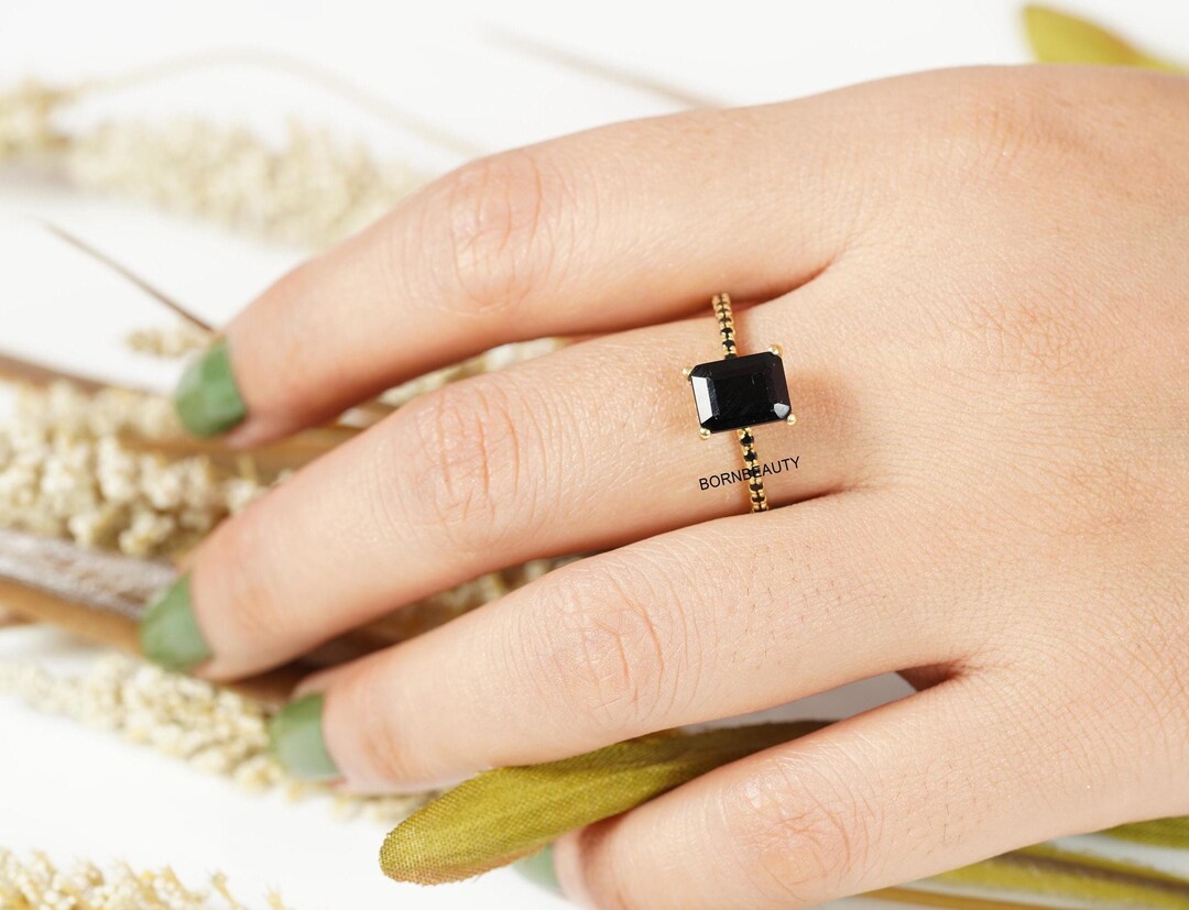 Black Onyx Ring-emerald Cut Black Onyx Ring- Sterling Silver Ring-rose Gold Ring-statement Ring ...