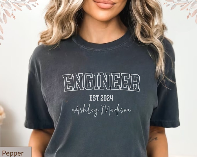 Custom Engineer Shirt Civil Engineer Tshirt Custom EST Tee Personalized ...