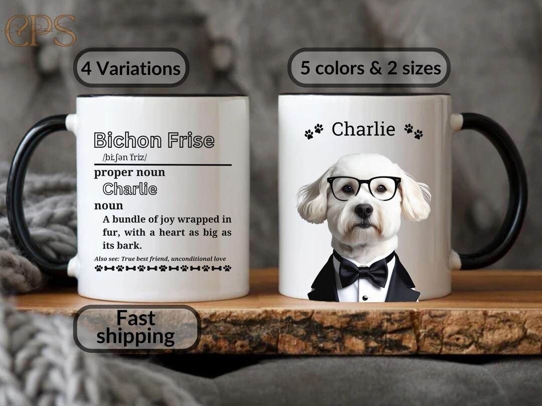 Personalized Bichon Frise Dog Definition Mug, Custom Name New Pet ...