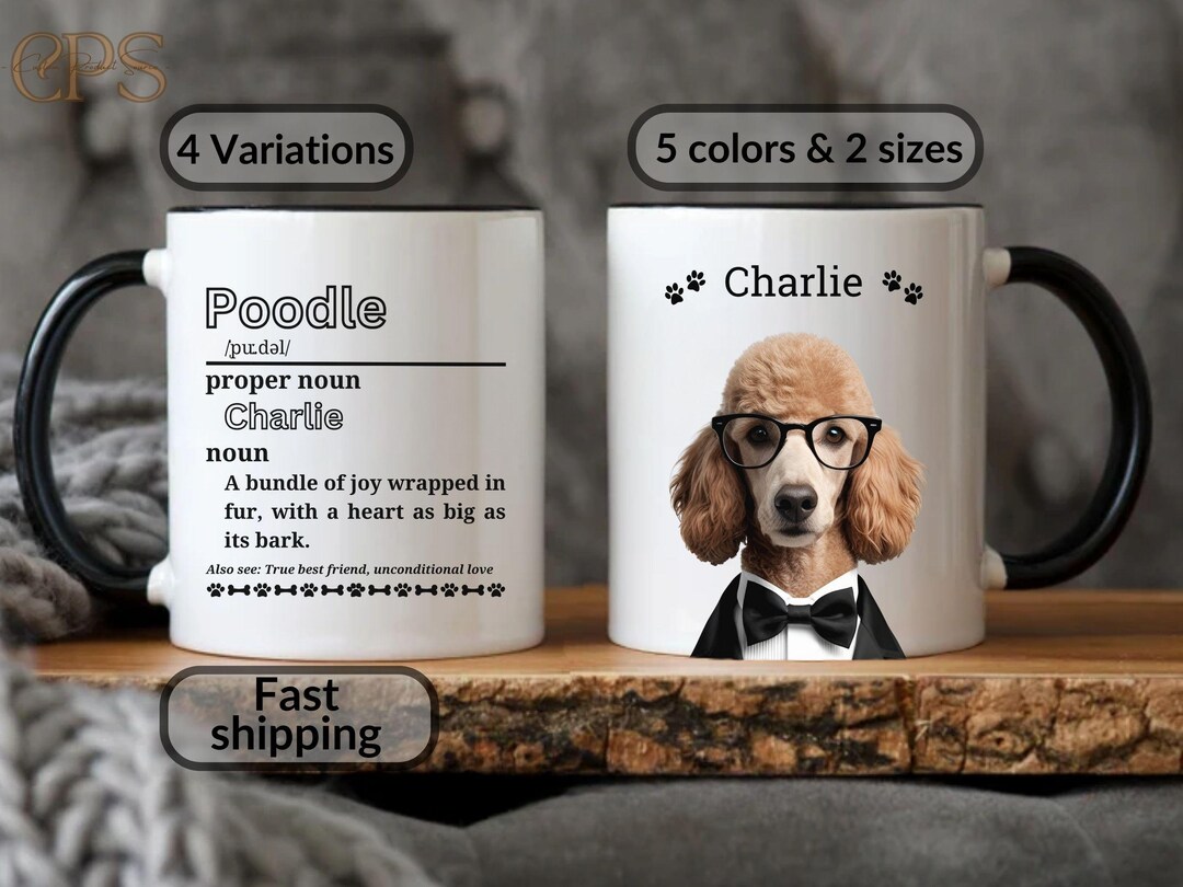 Personalized Poodle Dog Definition Mug, Custom Name New Pet Pooch Dog ...