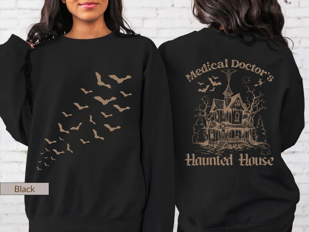 Haunted House Doctor Halloween Sweatshirt Physician Sweater Retro ...