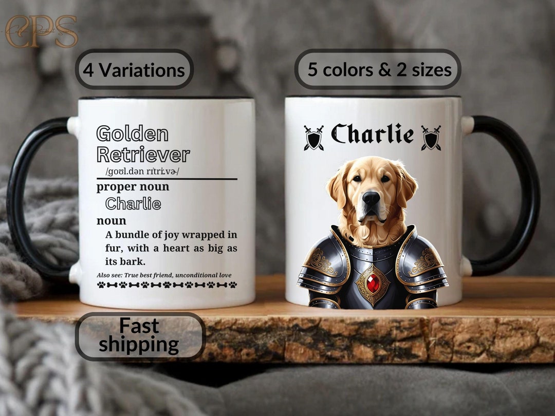 Custom Golden Retriever Dog Definition Mug, Personalized Name New Pet Goldie Dog Ceramic Accent ...