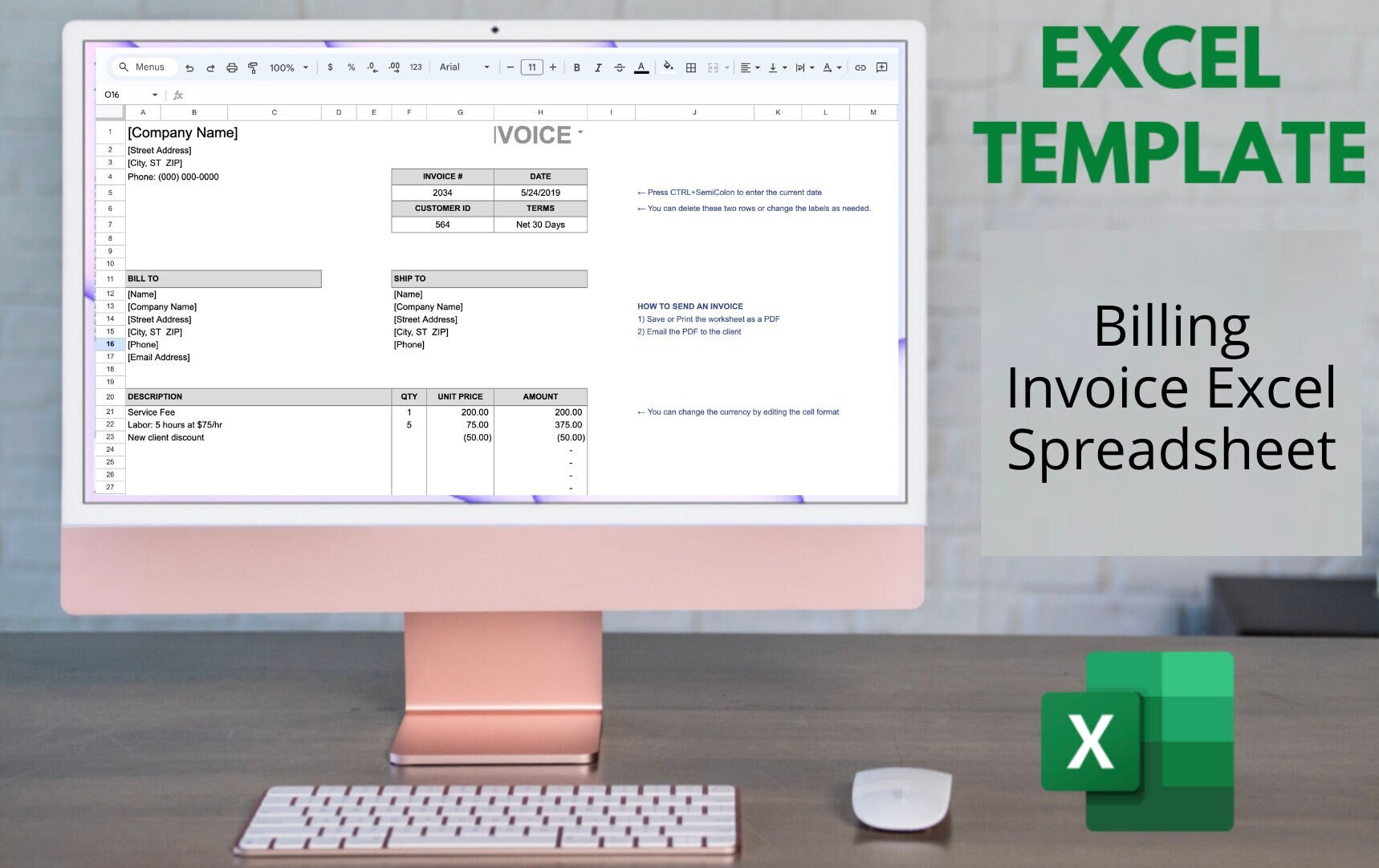 Billing Invoice Excel Spreadsheet - Etsy