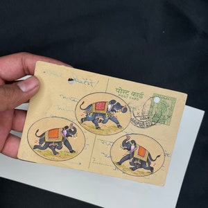 Elephant Trio: Miniature Art on a Single Postcard - Etsy