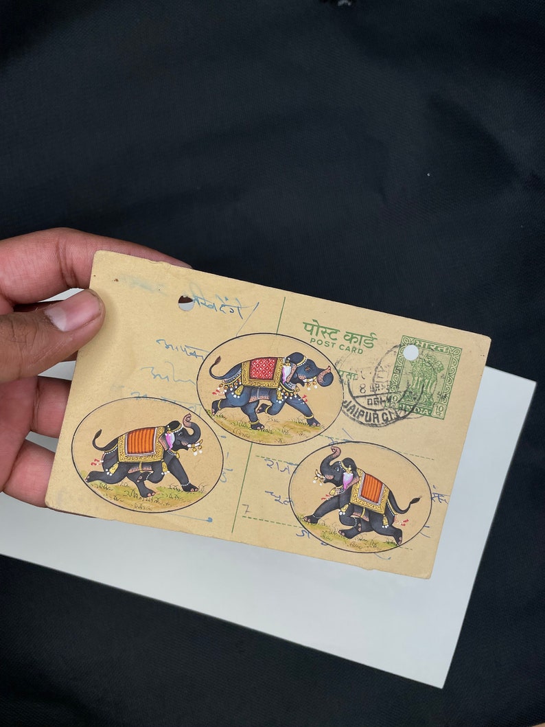 Elephant Trio: Miniature Art on a Single Postcard - Etsy