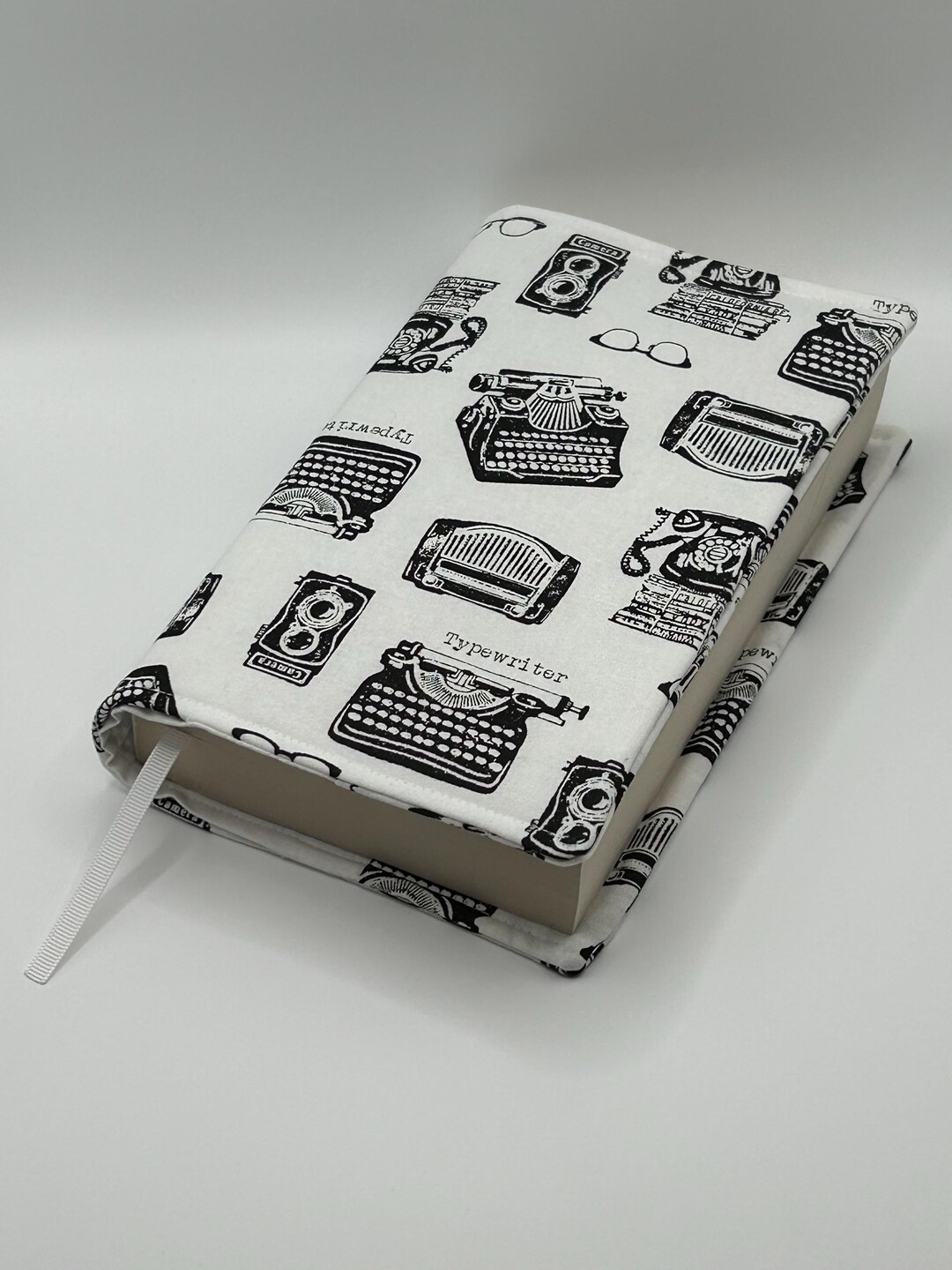 Handmade Enclosed Paperback Book Cover | Fabric Dust Jacket | Black and ...