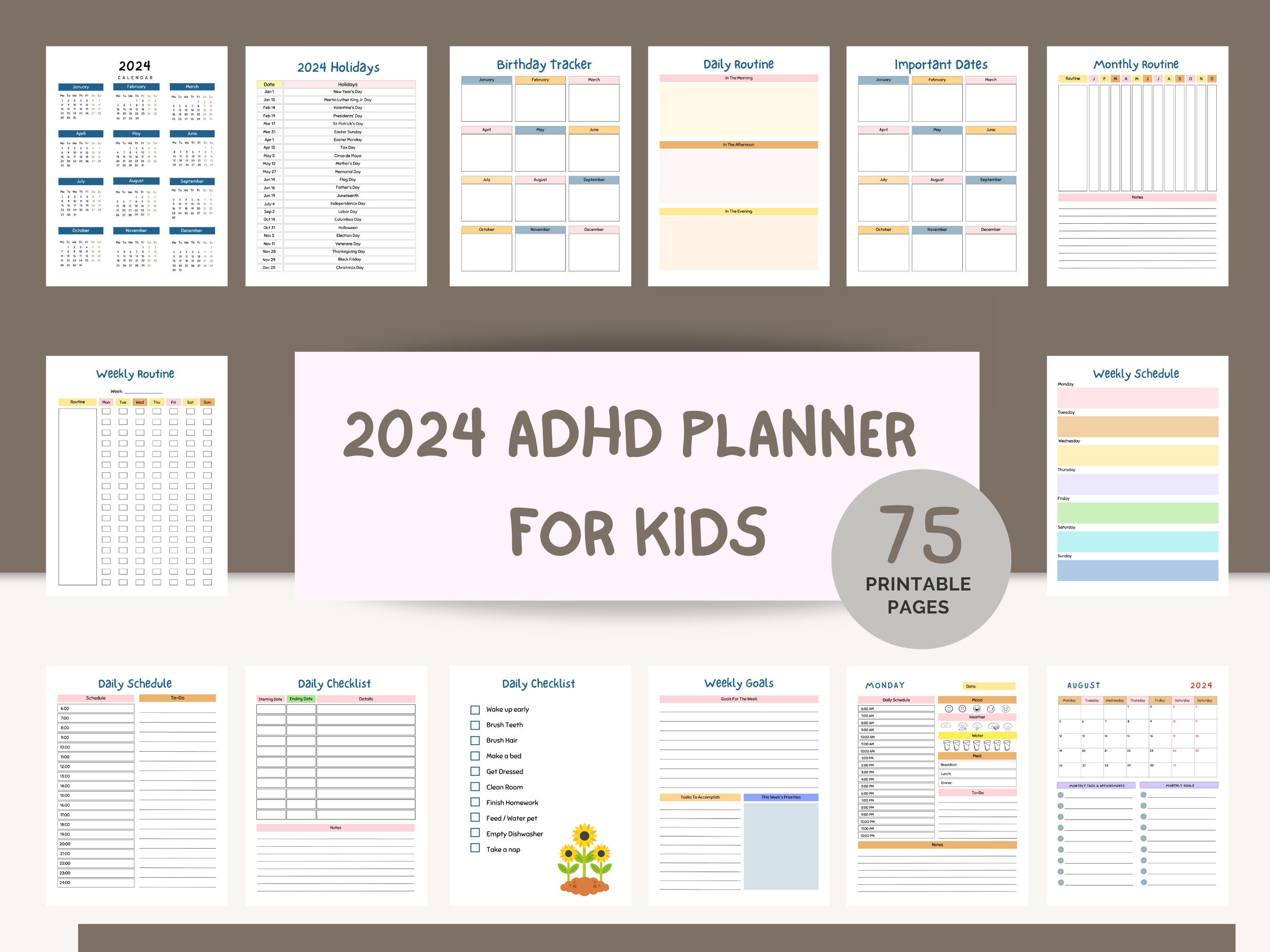 ADHD Printable Planner for Kids ADHD Digital Planner for Kids ADHD ...