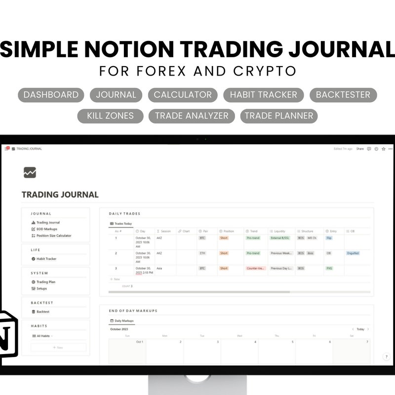 Trading Notion Template - Etsy