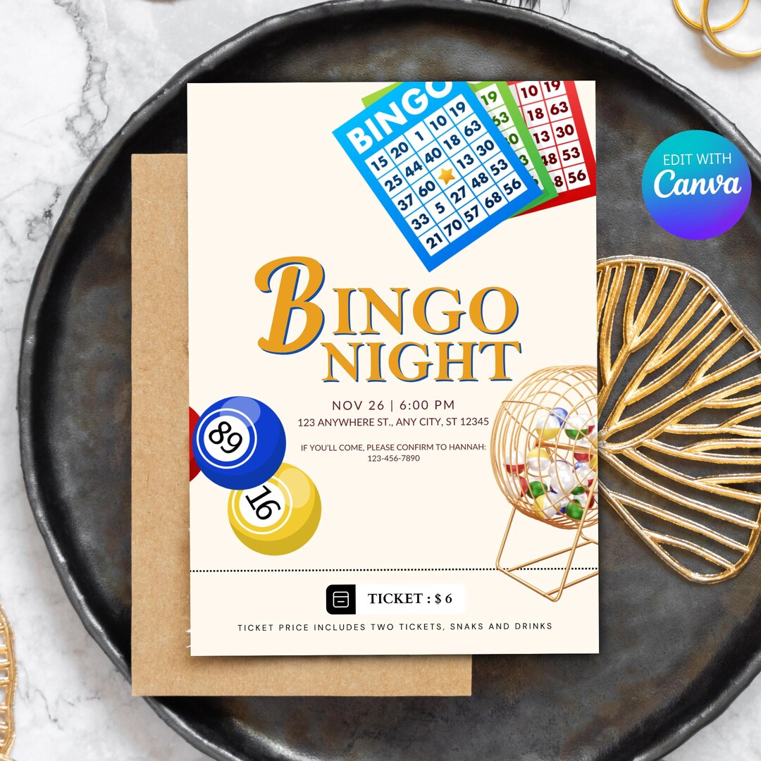 Bingo Night Flyer - Printable Invitation Template for Fundraiser ...