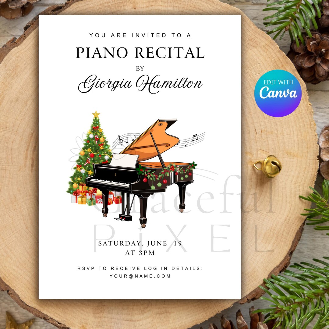 Holiday Music Recital Invitation Christmas Piano Recital Invitation ...