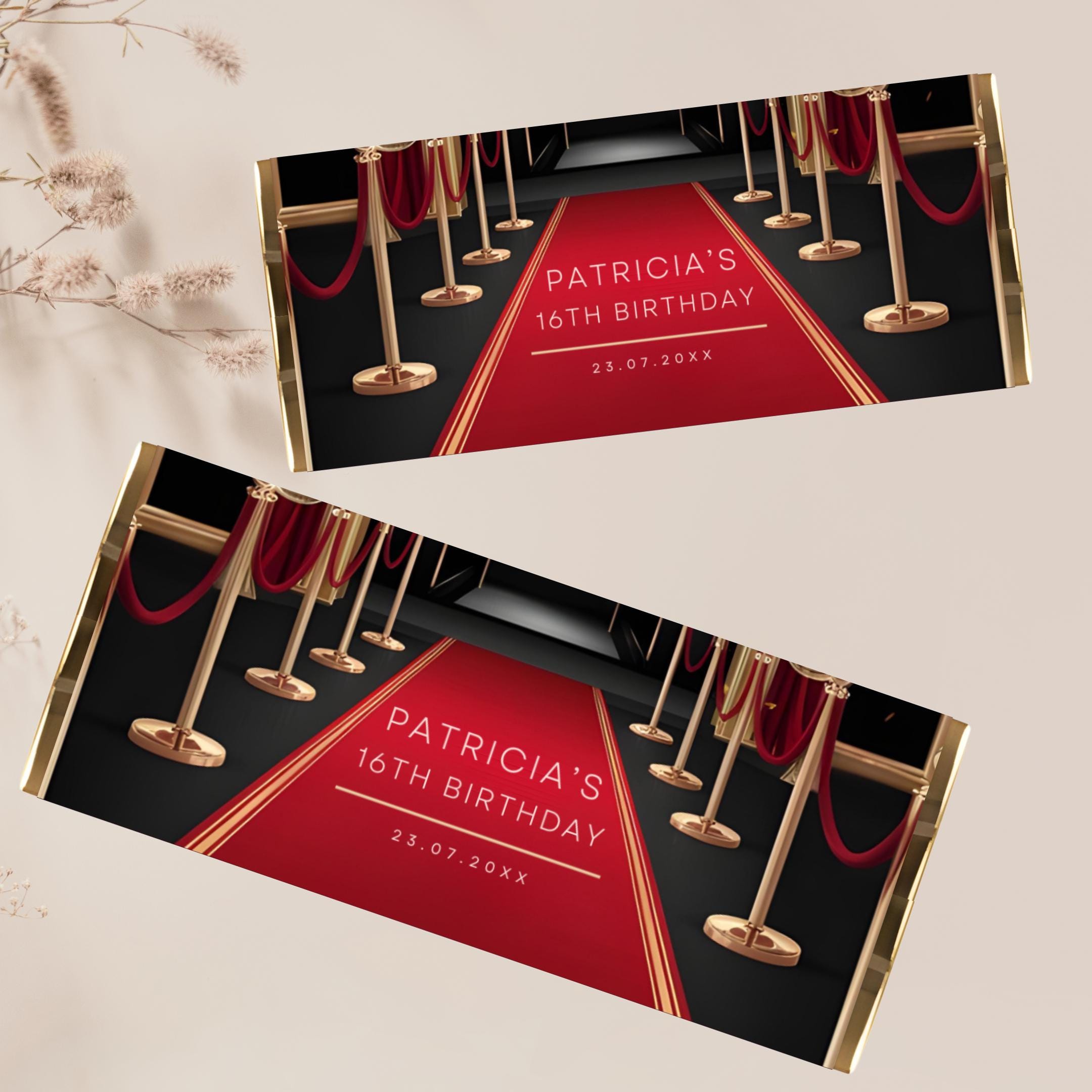 Red Carpet Chocolate Bar Wrapper Template, Red Carpet Birthday ...