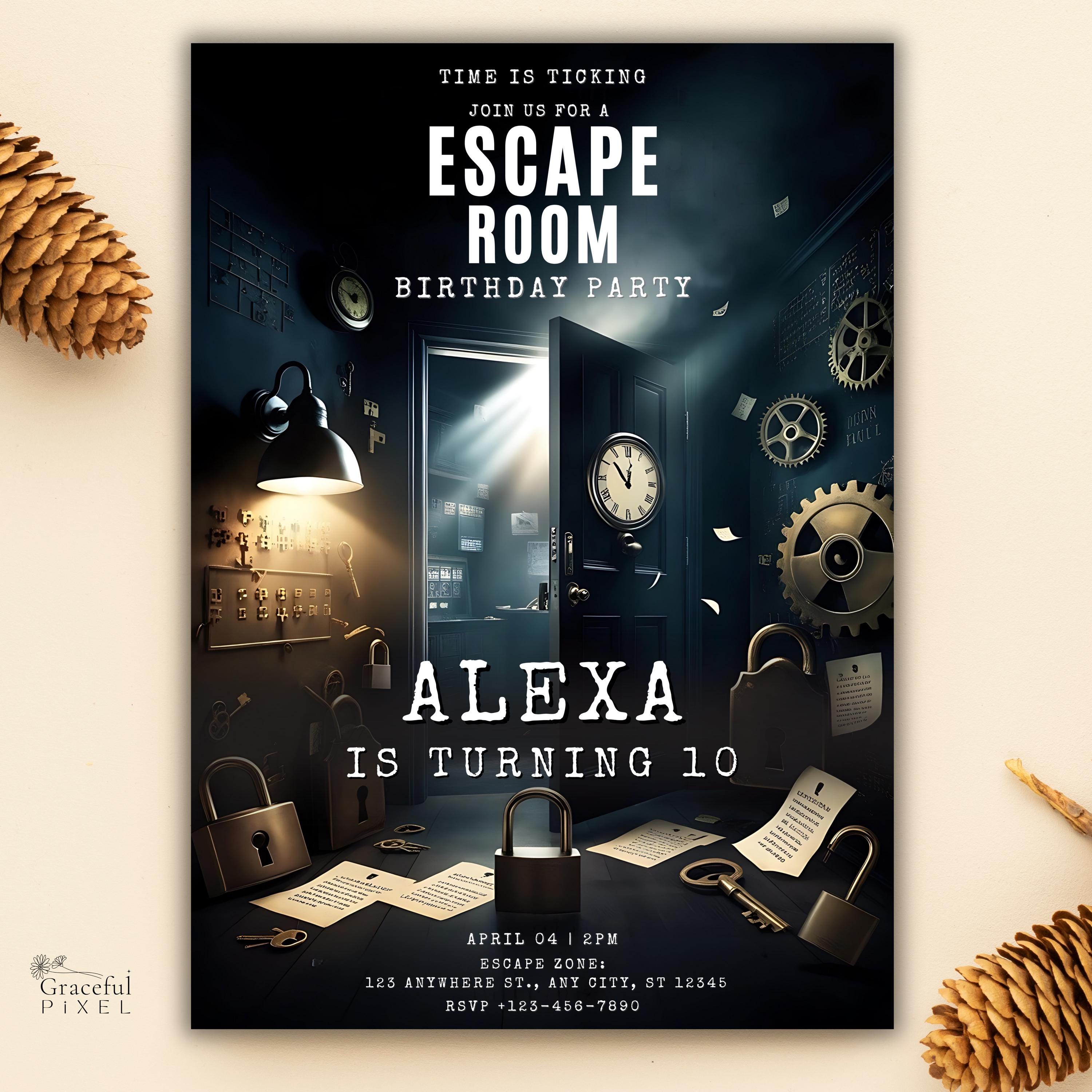Escape Room Invite Template | Printable Birthday Party Invitation for ...