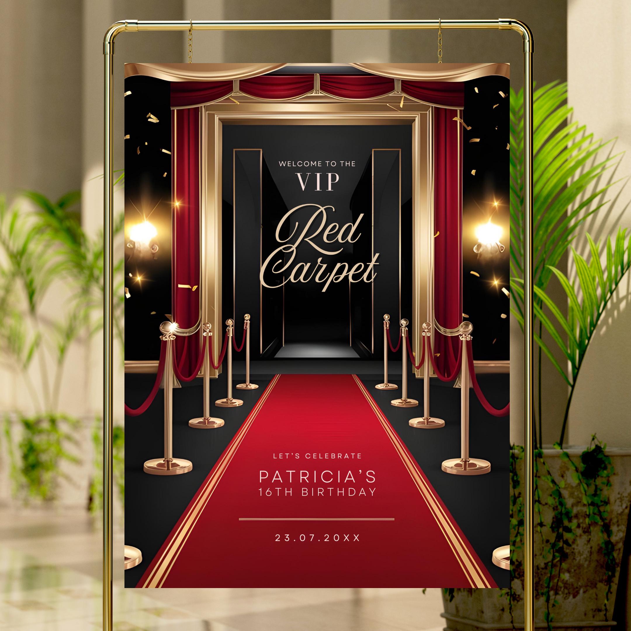 Red Carpet Welcome Sign, Red Carpet Birthday and Hollywood Theme ...