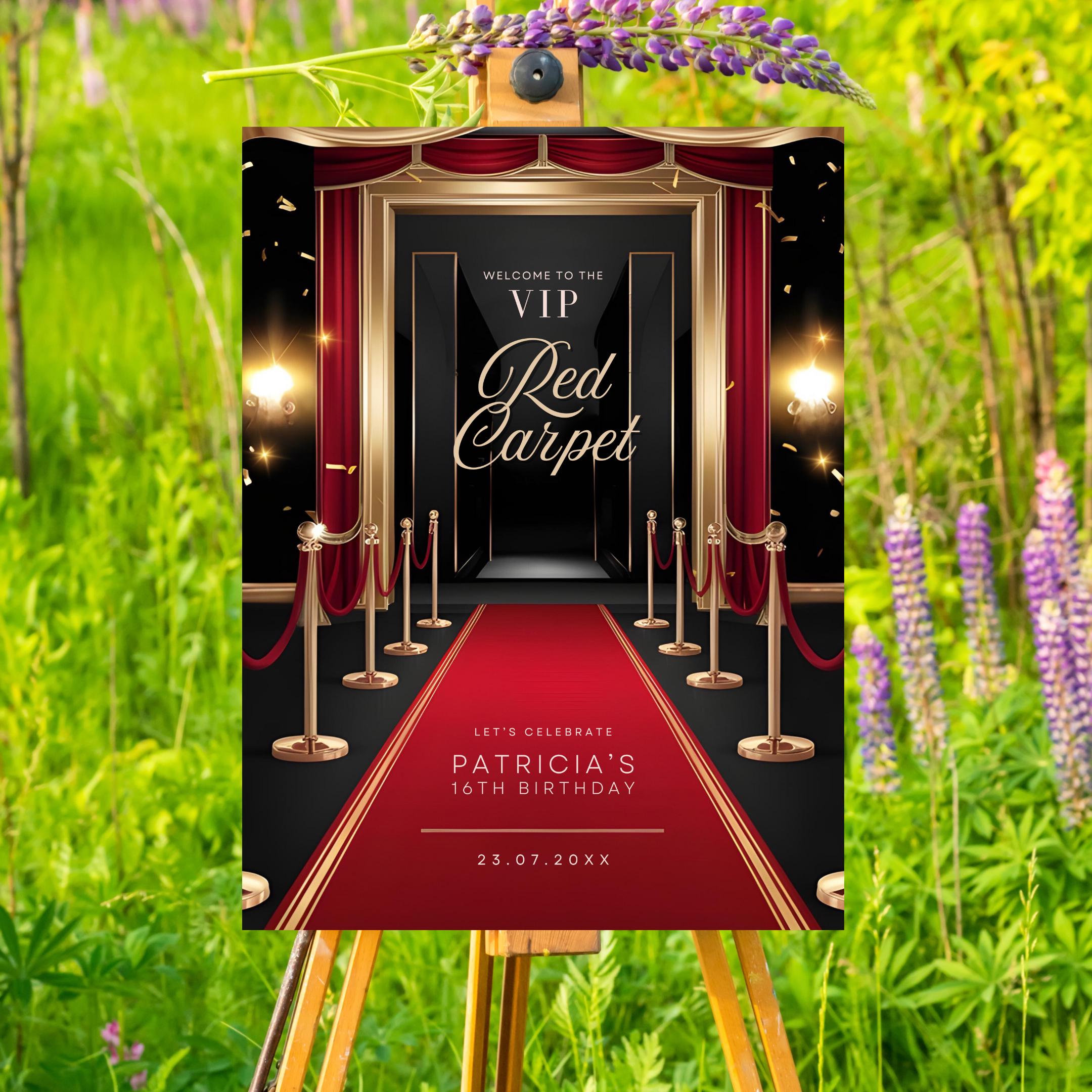 Red Carpet Welcome Sign, Red Carpet Birthday and Hollywood Theme ...