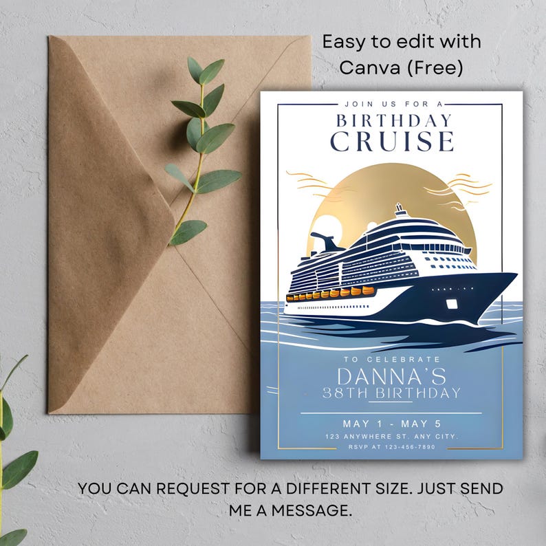 Cruise Ship Invitation | Printable Birthday & Wedding Invite | Yacht ...
