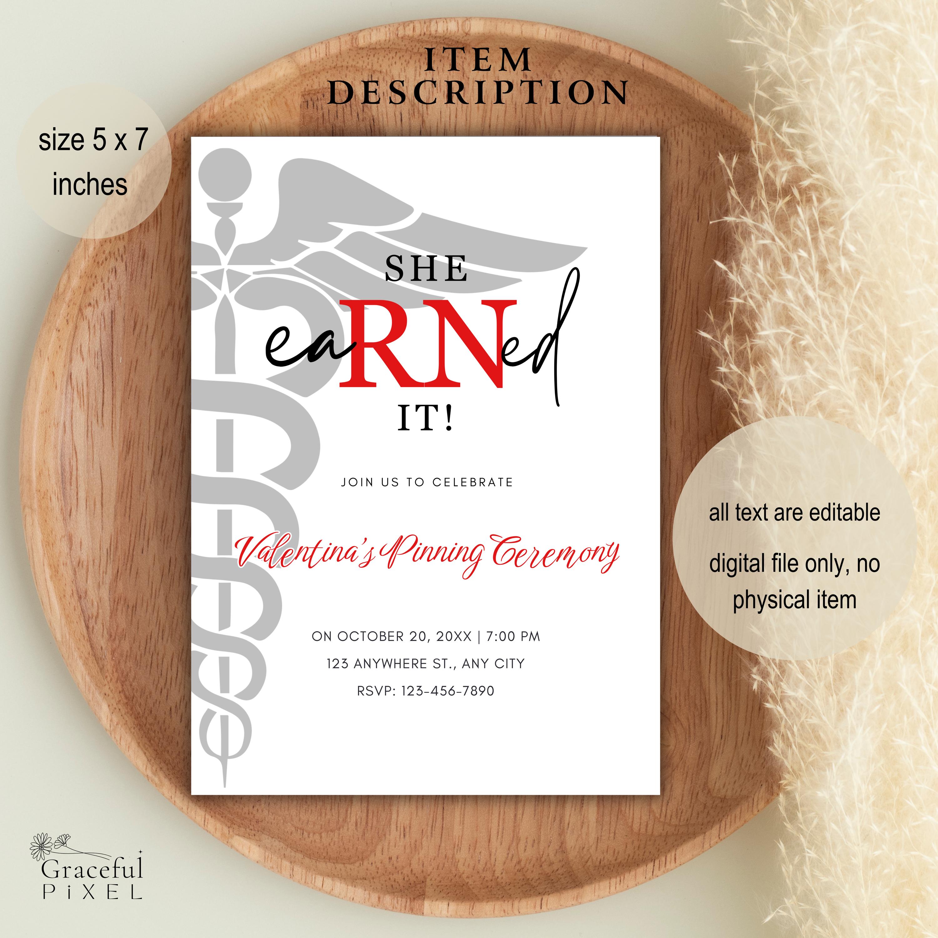 RN Graduation Invitation, Nurse Invite, Nurse Pinning Invitation, Nurse ...