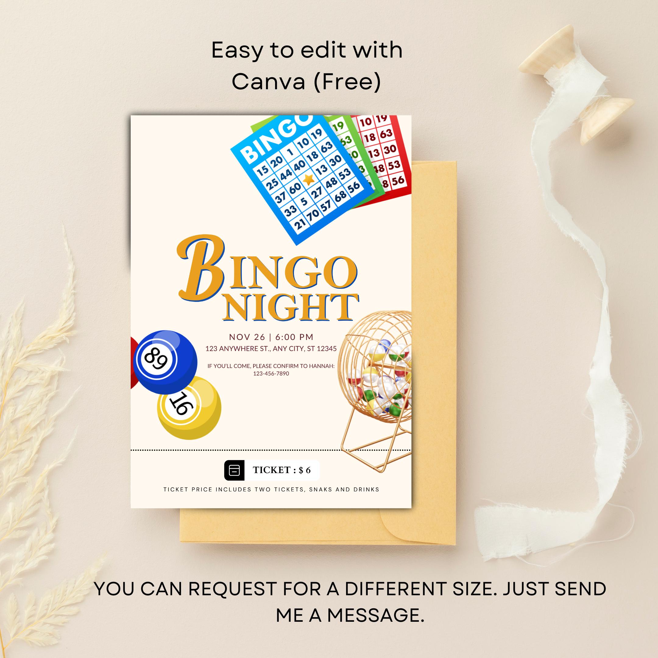 Bingo Night Flyer - Printable Invitation Template for Fundraiser ...