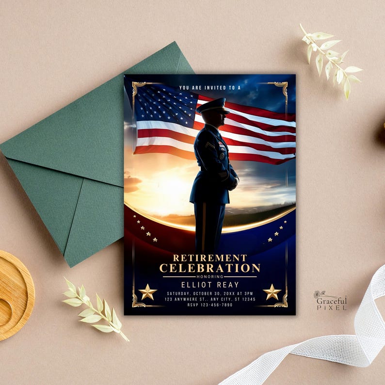 Military Retirement Ceremony Invitation - Personalized Air Force Farewell Invite, Custom Design ...