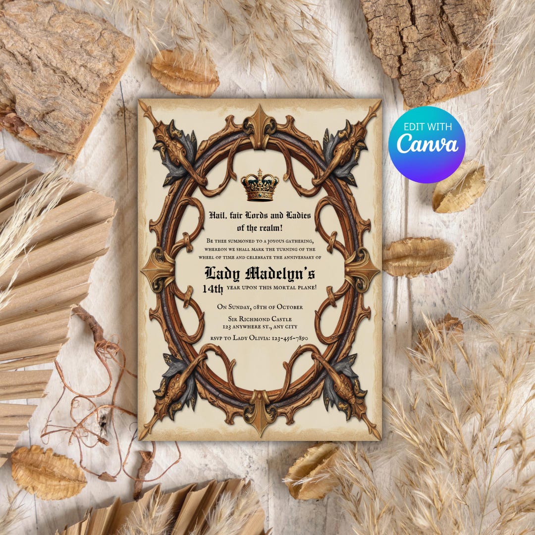Medieval Birthday Invite Medieval Party Invite Medieval Invite Medieval ...
