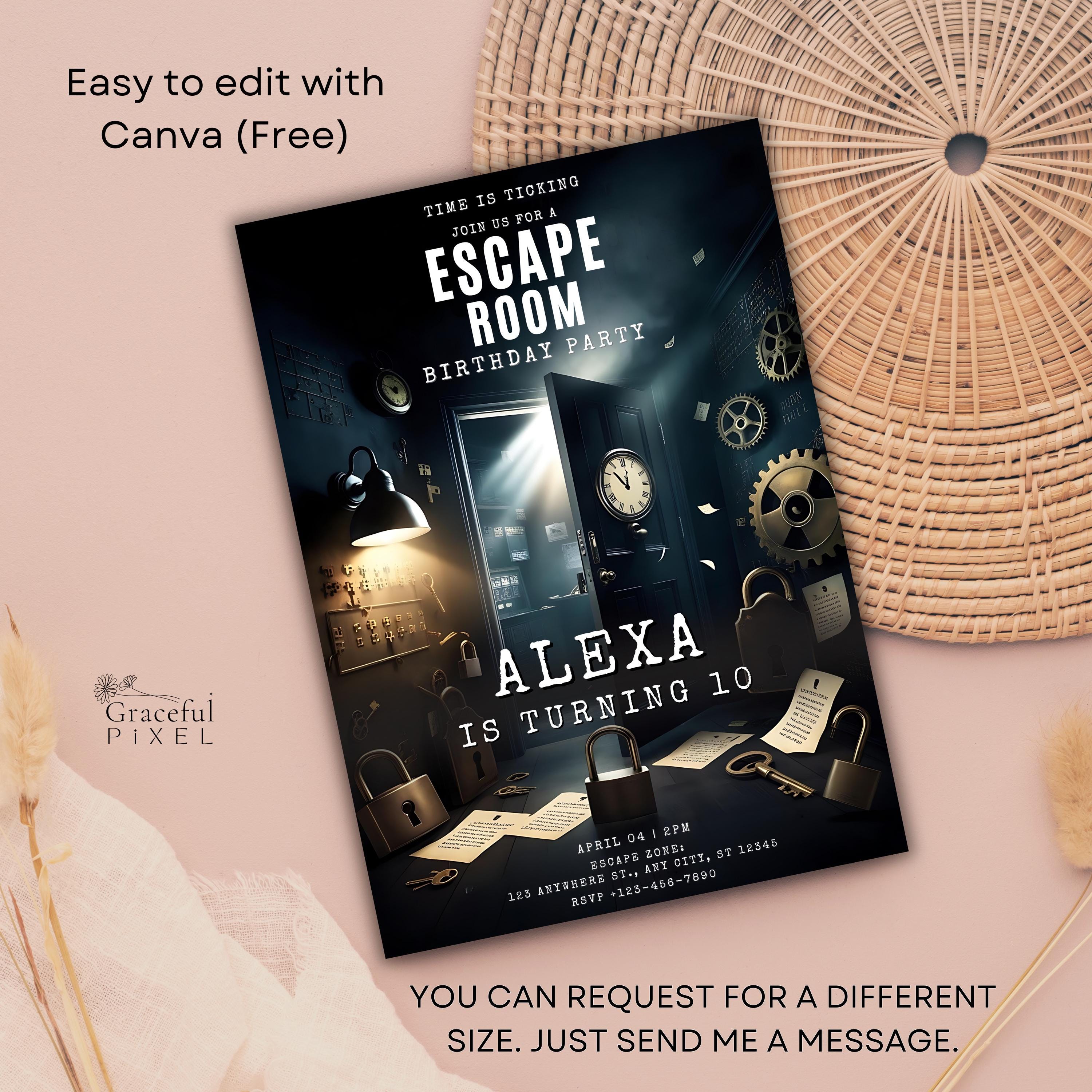 Escape Room Invite Template | Printable Birthday Party Invitation for ...