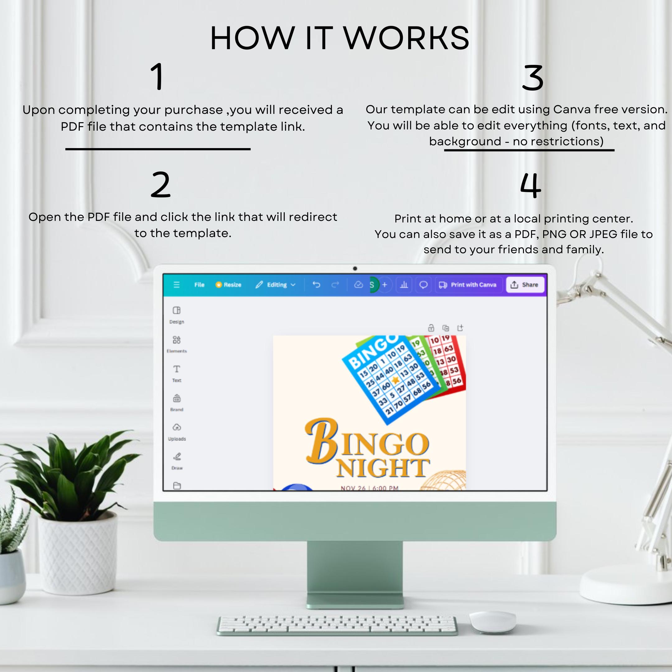 Bingo Night Flyer - Printable Invitation Template for Fundraiser ...