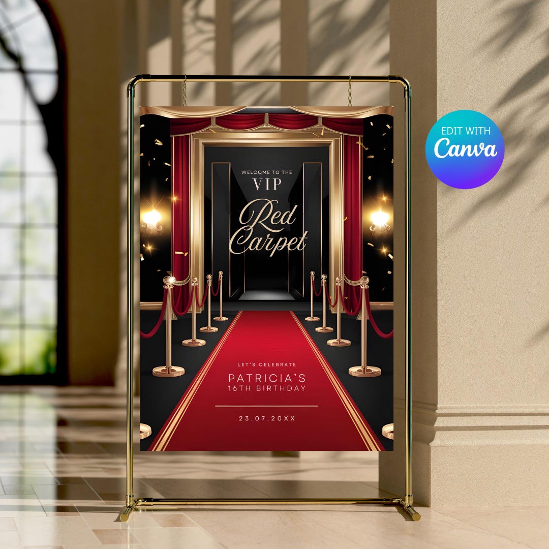 Red Carpet Welcome Sign, Red Carpet Birthday and Hollywood Theme ...