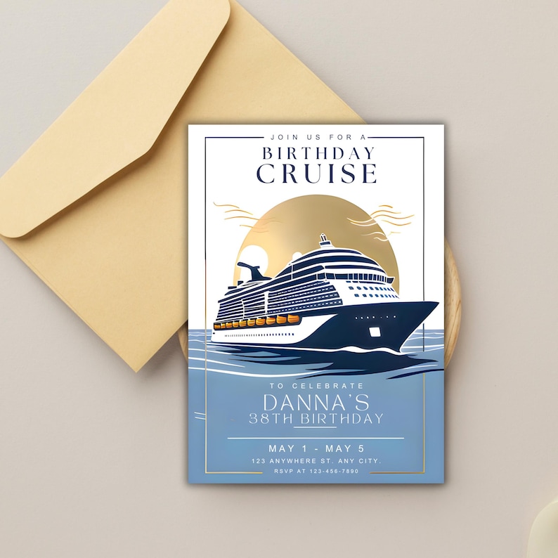 Cruise Ship Invitation Printable Birthday & Wedding Invite Yacht Party ...