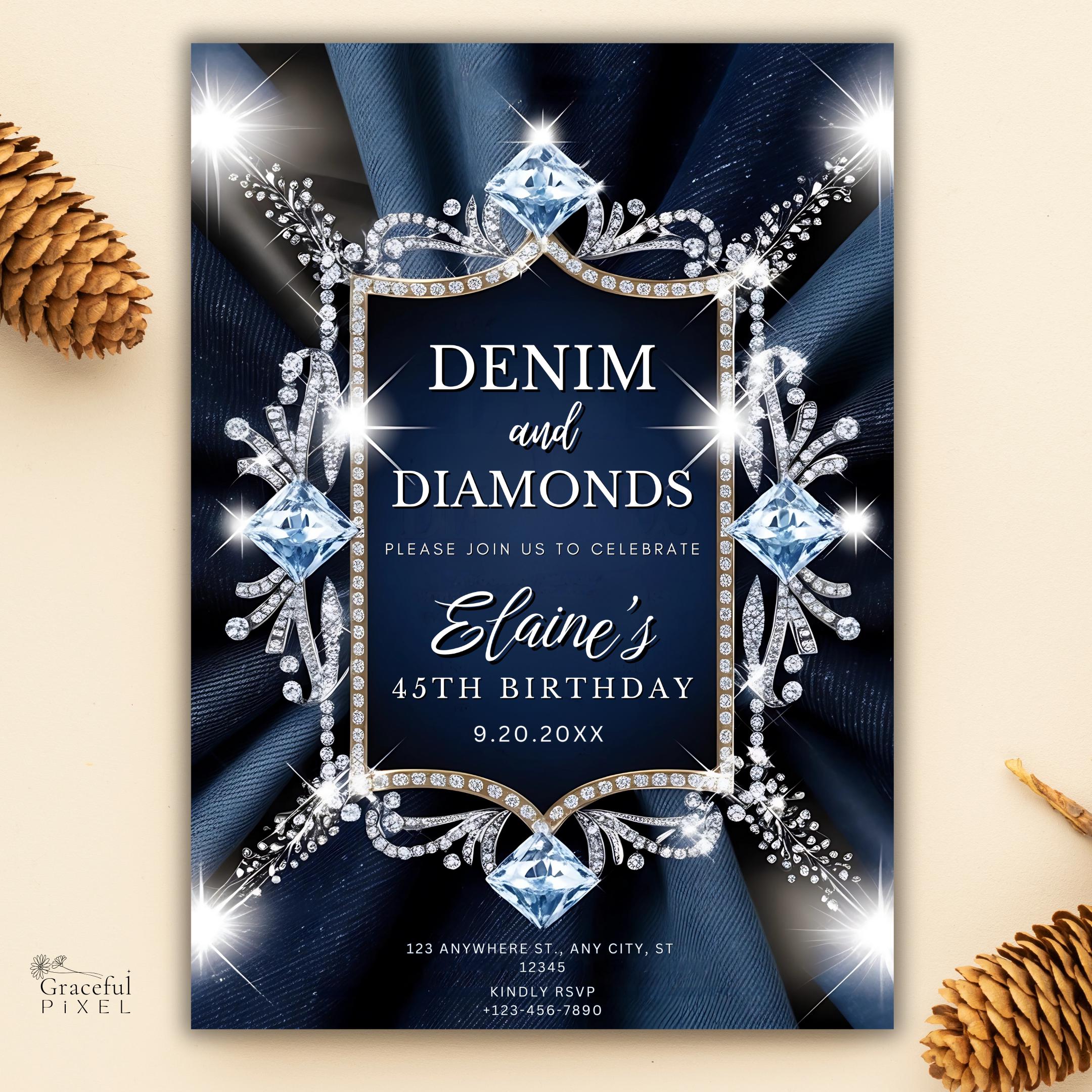 Denim and Diamond Invite, Denim Invitation, Denim Theme Party ...
