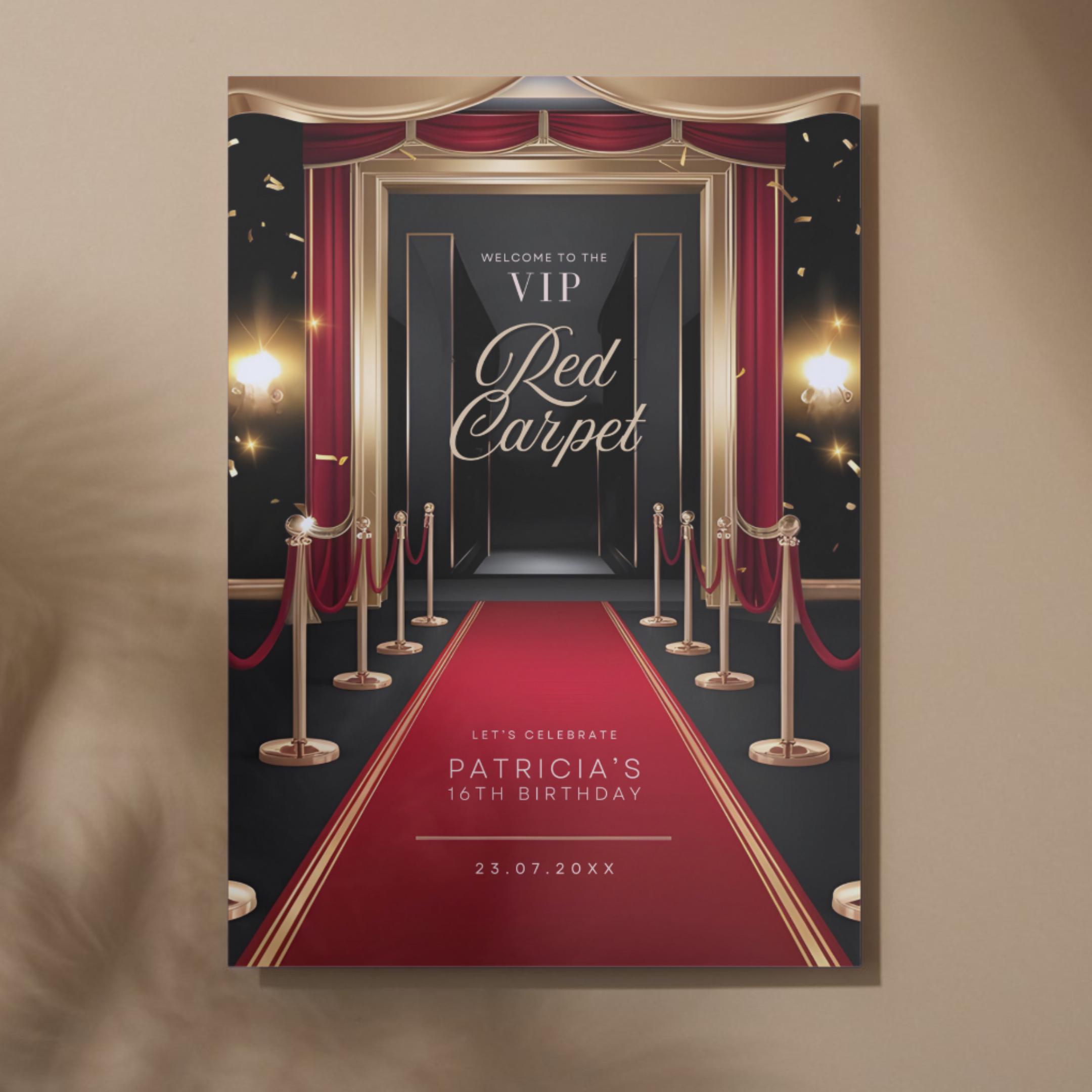 Red Carpet Welcome Sign, Red Carpet Birthday and Hollywood Theme ...