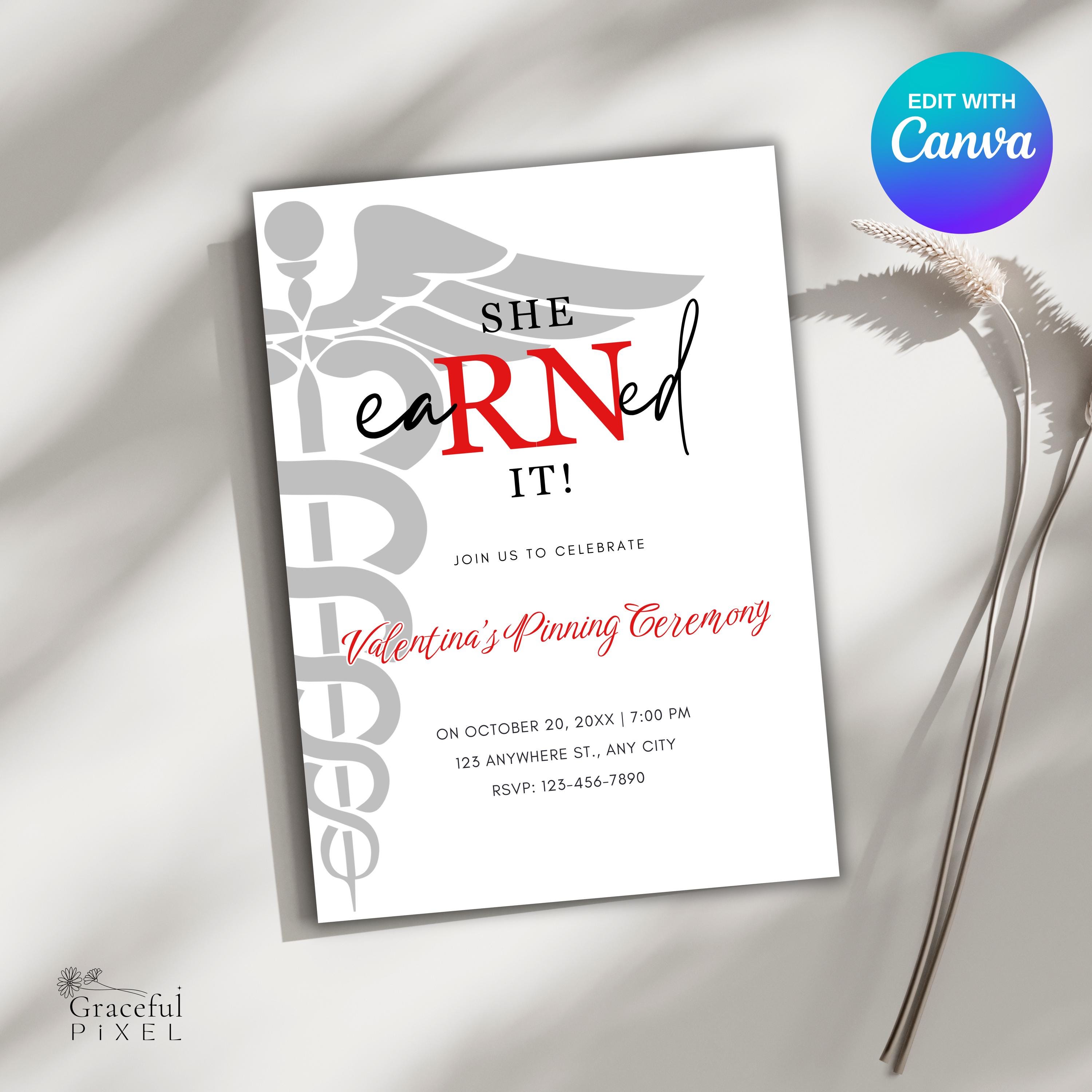 RN Graduation Invitation, Nurse Invite, Nurse Pinning Invitation, Nurse ...