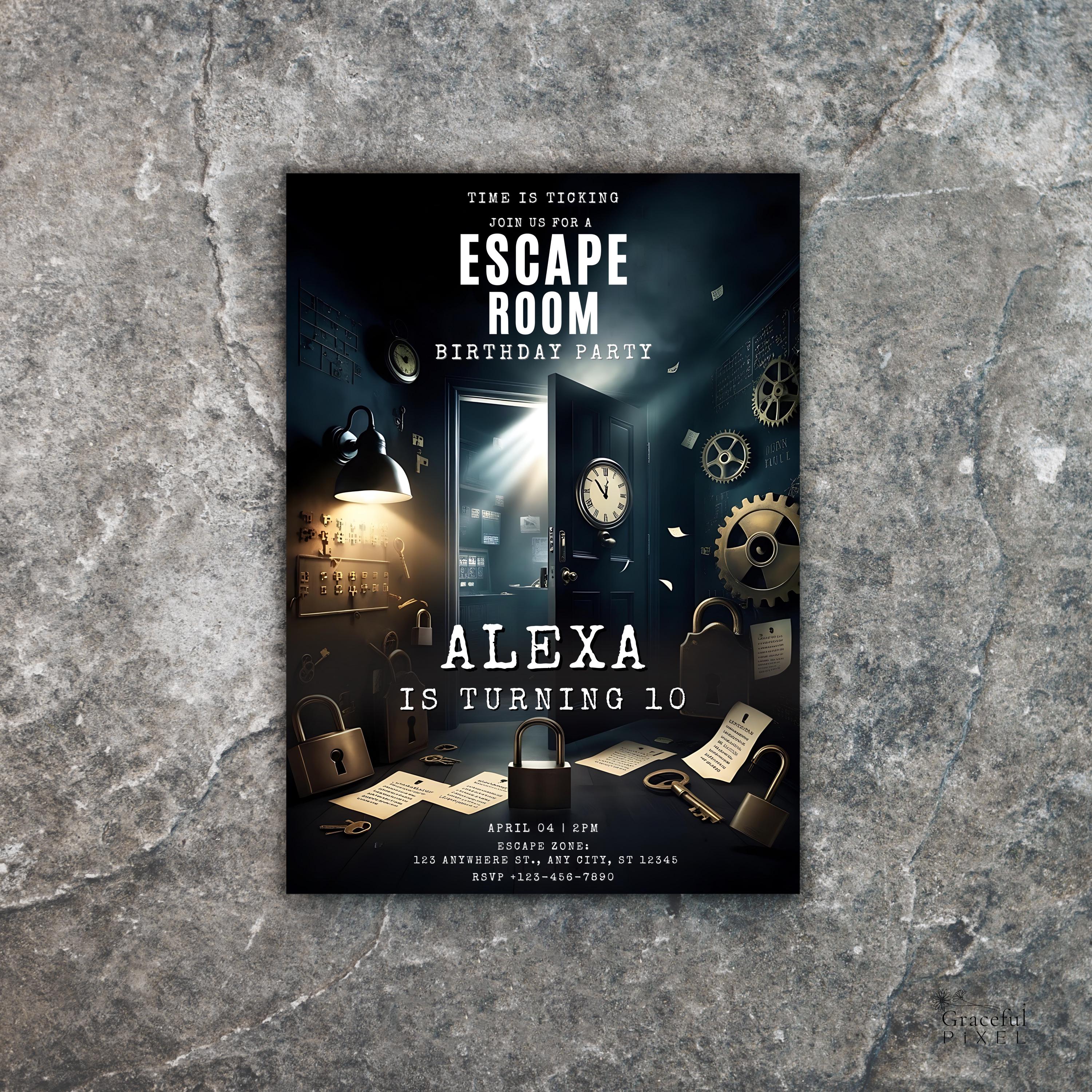 Escape Room Invite Template | Printable Birthday Party Invitation for ...