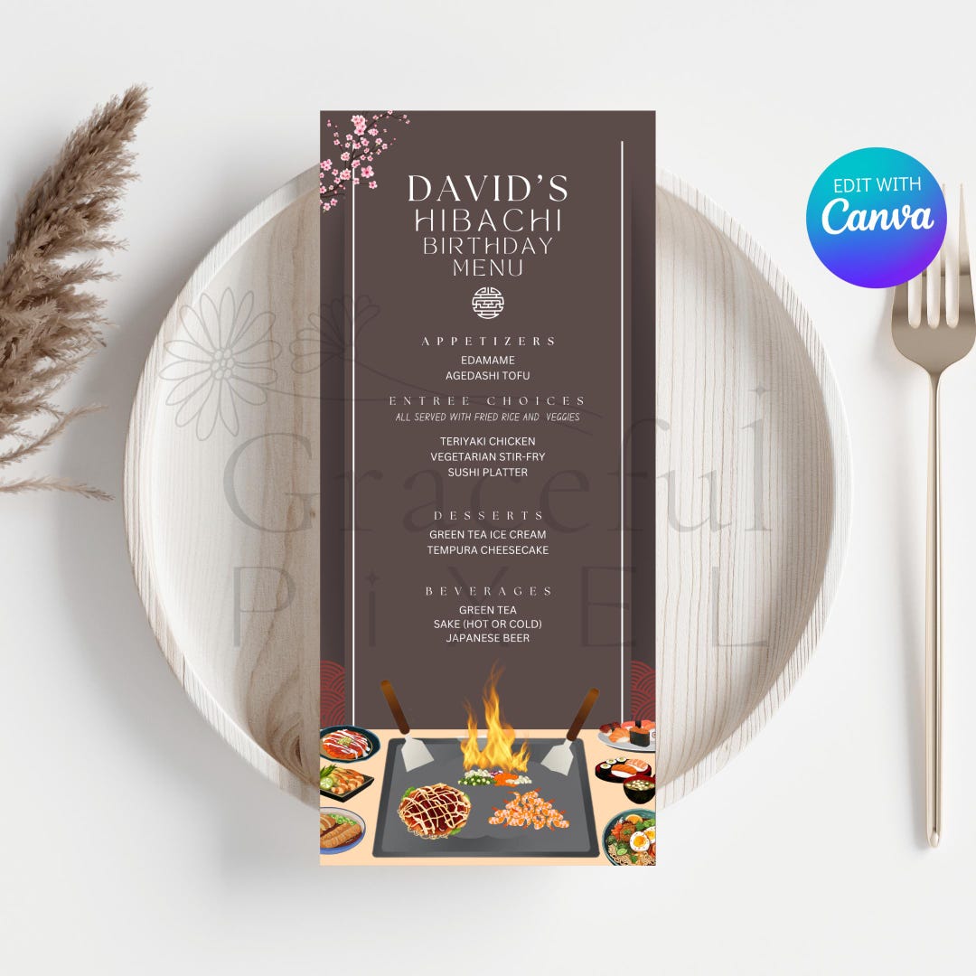 Hibachi Menu - Printable Menu Template for Dinner & Celebrations ...