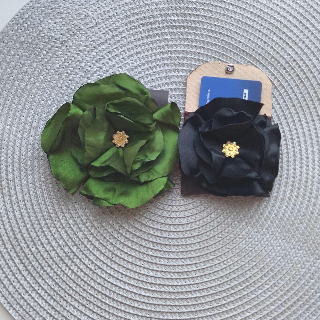 Flower Brooch Purse Card Holder Wallet,travel Brooch With Hidden Secret ...