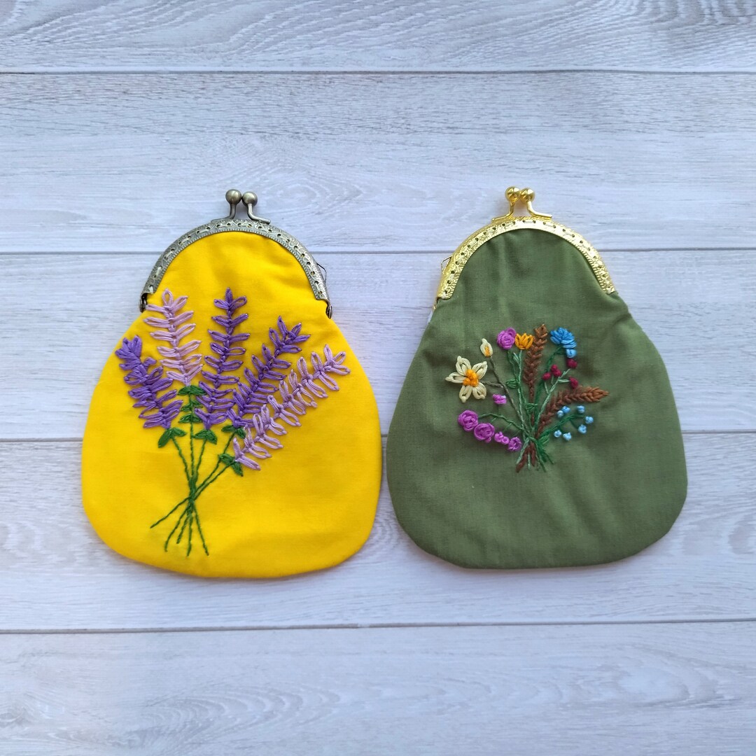 Embroidered Flowers Coin Purse,glasses Case,fabric Soft Cosmetic Bag ...