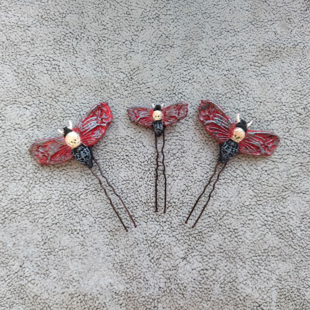 Insect Skull Moth Death's Head Butterfly Hairpin Set 3pcs,red Black ...