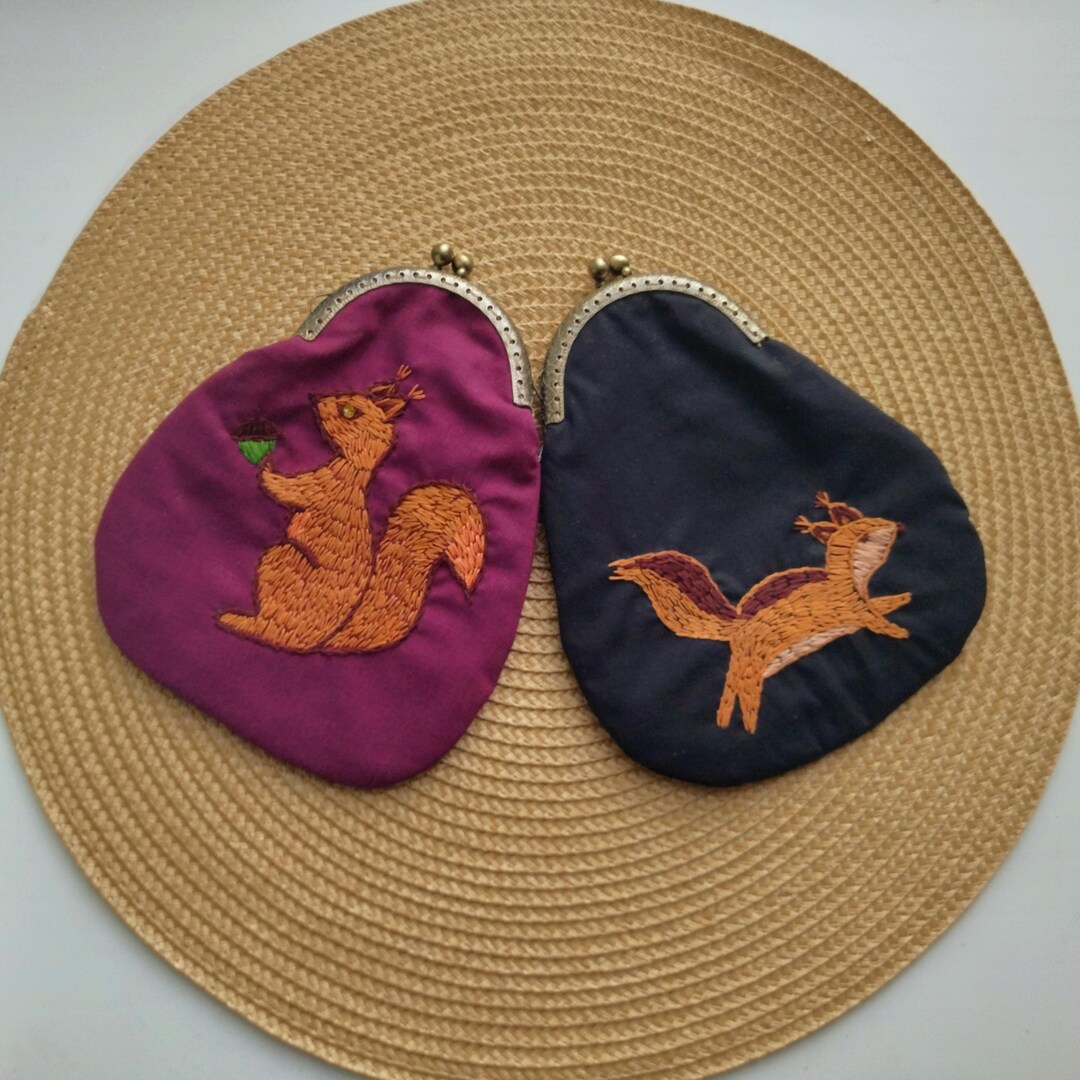 Embroidered Squirrel Coin Purse,glasses Case,fabric Soft Cosmetic Bag ...