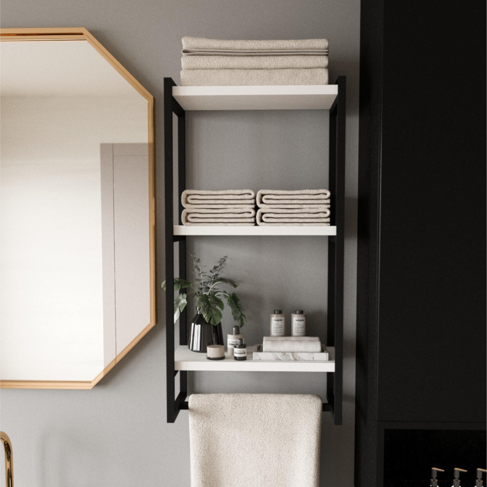 3-tier Towel Rack Wall Shelf: Modern Bathroom Organizer - Etsy