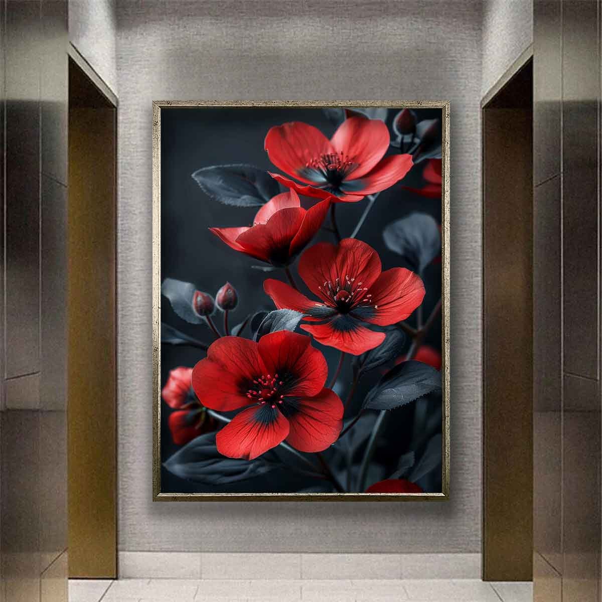 Red Flowers Art, Red Flowers Painting, Red Flowers Canvas, Flower Art ...
