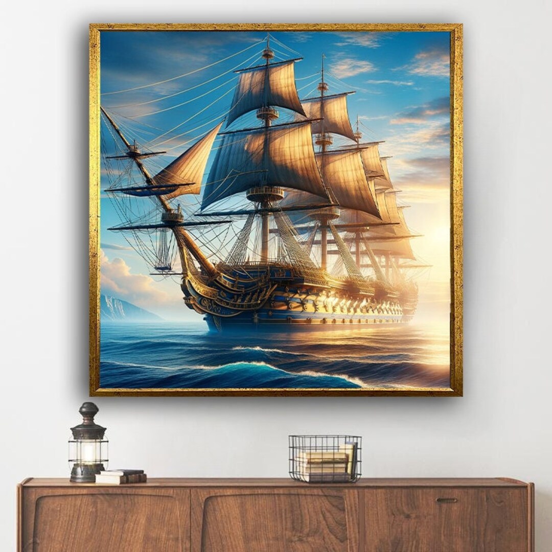 Ship Canvas Art, Ship Wall Painting, Nautical Ship Print, Vintage Ship ...