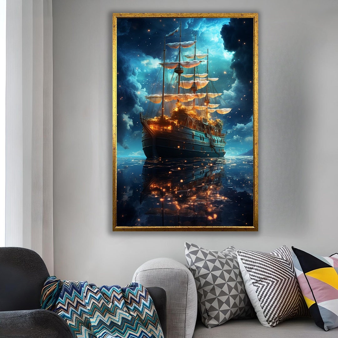 Vessel Magical Art, Ship Canvas Journey , Ship Canvas Art, Boat Art ...