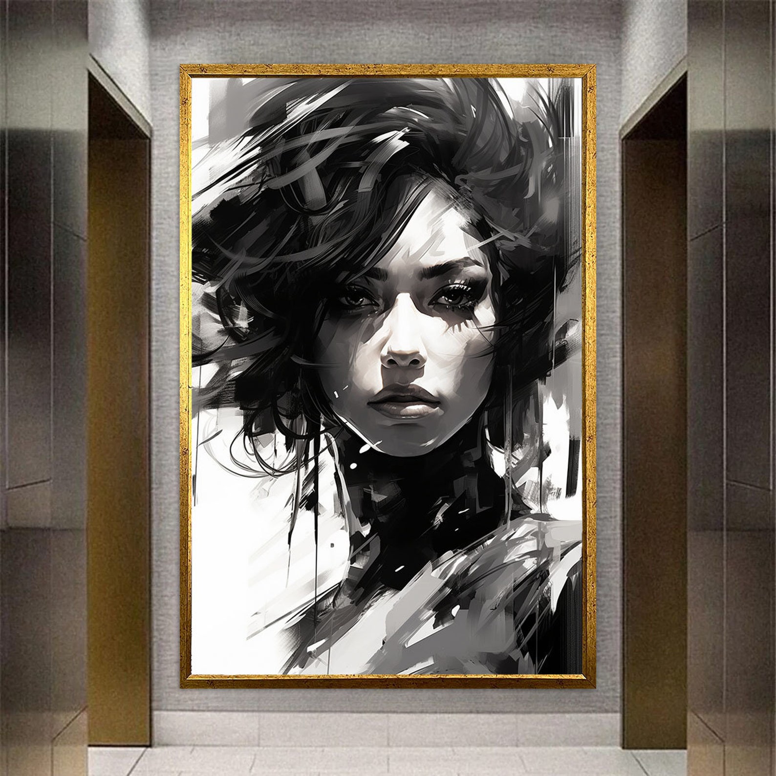 Woman Sketch Drawing, Girl Art Print, Lady Painting Style, Woman ...